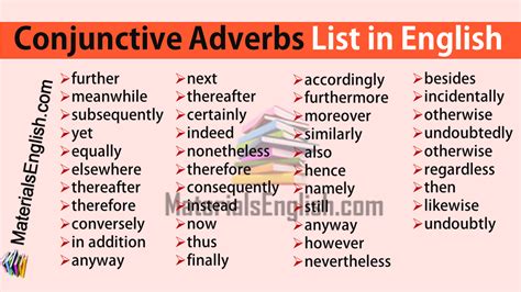 Conjunctive Adverbs List In English