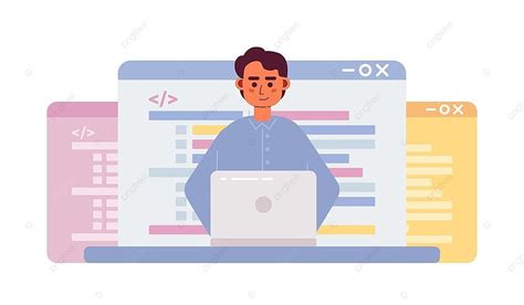 Coding Career Flat Concept Vector Spot Illustration Coder Digital Notion Vector Coder Digital