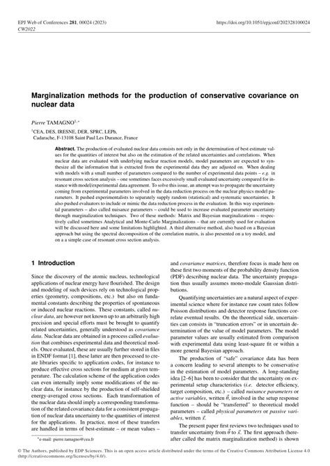 Pdf Marginalization Methods For The Production Of Conservative Covariance On Nuclear Data