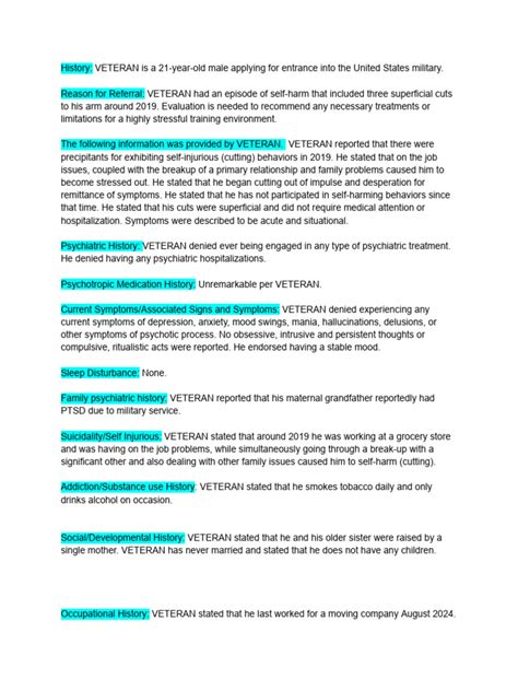 Mepcom Template Pdf Self Harm Veteran