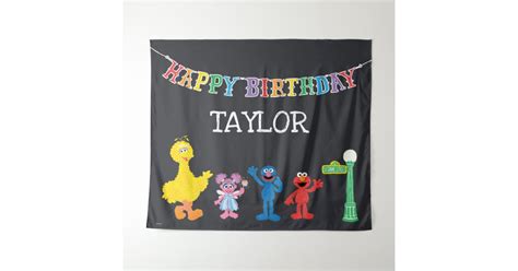 Sesame Street Chalkboard Birthday Tapestry Zazzle