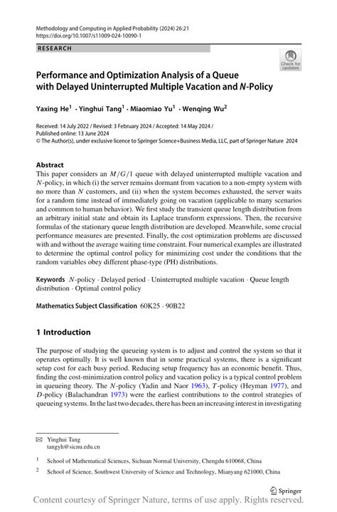 Performance And Optimization Analysis Of A Queue With Delayed