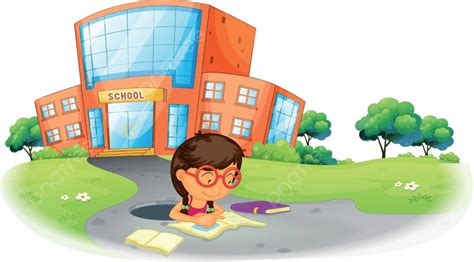 Student Scribbling In A Small Cavity Beside The School Vector Street