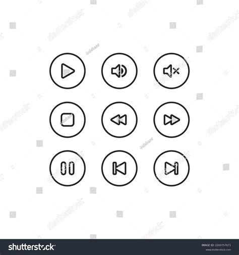 Media Player Control Icon Set Interface Stock Vector Royalty Free 2200757671 Shutterstock