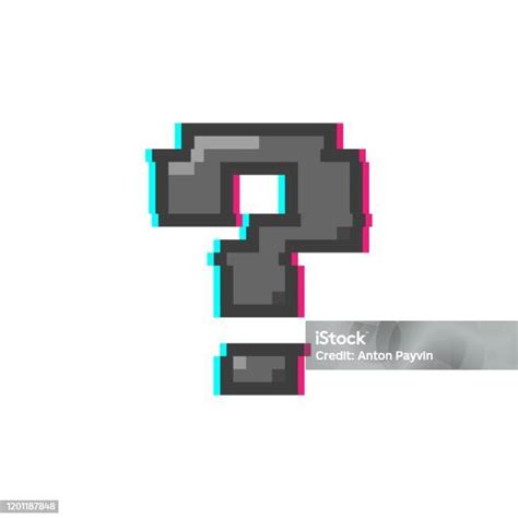픽셀 아트 회색 물음표 8 비트 스타일 글리치 효과 격리 벡터 일러스트 모자이크 처리에 대한 스톡 벡터 아트 및 기타 이미지 모자이크 처리 물음표 질의응답 Istock
