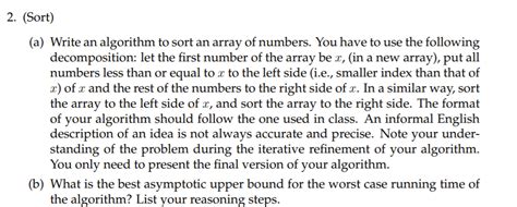 Solved Sort A Write An Algorithm To Sort An Array Of Chegg