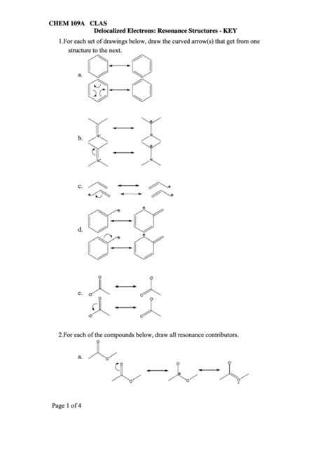 Delocalized Electrons Resonance Structures Key Printable Pdf Download