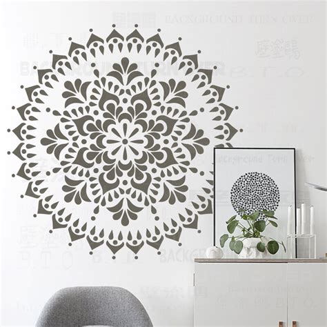 대형 만다라 그림 스텐실 90cm 130cm 초대형 원형 벽 장식 바닥 템플릿 벽돌 타일 벽 템플릿 S051 그림 공급 및 벽 치료