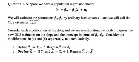 Solved Question 1 Suppose We Have A Population Regression