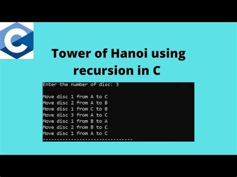 PROGRAM TO SOLVE TOWER OF HANOI IN C PROGRAMMING USING RECURSION EASY EXPLANATION