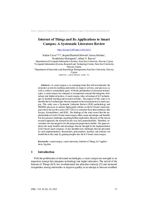 Pdf Internet Of Things And Its Applications To Smart Campus A Systematic Literature Review