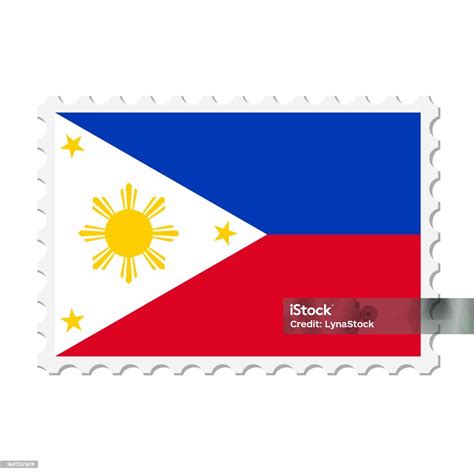 필리핀 우표 흰색 배경에 분리된 필리핀 국기가 있는 엽서 벡터 그림 고무도장에 대한 스톡 벡터 아트 및 기타 이미지 고무도장