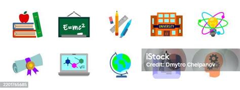 교육 색깔 아이콘 세트입니다 학교 대학 및 학습 기호 모음 지식 연구 및 학술 연구 삽화 교실 졸업 장 학생 및 과학 픽토그램 다채로운 세트 공부에 대한 스톡 벡터 아트 및