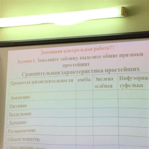 заполните таблицу выделите общие признаки простейших Сравнительная характеристика простейших