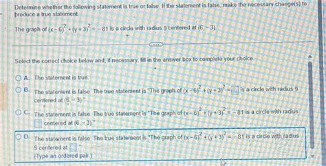 Solved Determine Whether The Following Statement Is True Or Chegg