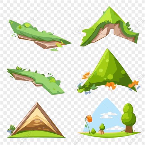 기하 포탑과 잔디의 모서리 클립 아트 만화 컬렉션 벡터미술나무 Png 일러스트 무료 다운로드 Lovepik