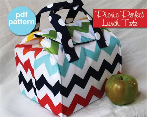 Insulated Lunch Tote Sewing Pattern Bento Box Carrier Pdf Pattern