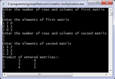 Matrix Multiplication In C Language