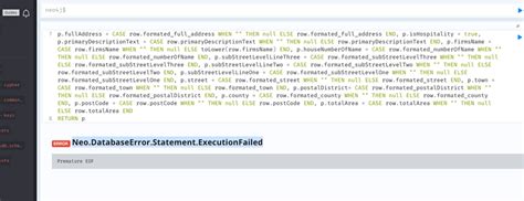 Failed To Import Data Got This Error Neodatabaseerrorstatementexecutionfailed Premature