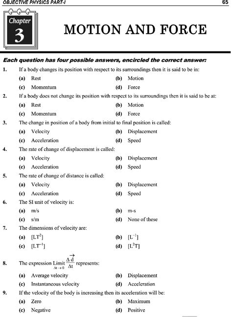 SOLUTION Chapter 3 Physics 11th Mcqs Studypool