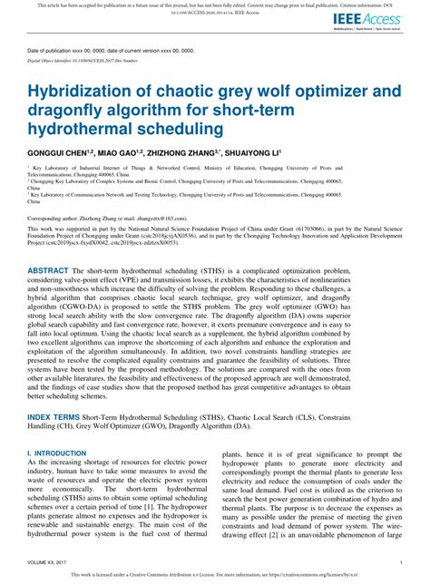 Pdf Hybridization Of Chaotic Grey Wolf Optimizer And Dragonfly Algorithm For Short Term