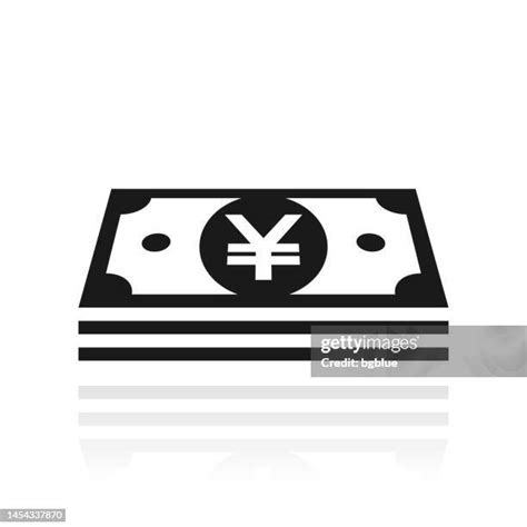 Yen Banknotes Icon With Reflection On White Background High Res Vector