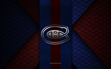 다운로드 몬트리올 캐나디언스 Nhl 파란색 빨간색 니트 질감 몬트리올 캐나디언 로고 캐나다 하키 클럽 몬트리올 캐나디언 엠블럼 하키 몬트리올 캐나다 미국
