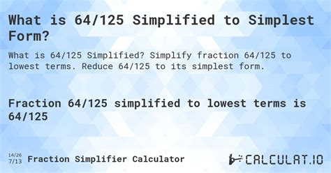 What Is 64 125 Simplified To Simplest Form Calculatio