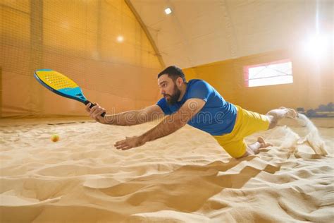 Man Lifts Sand Under Him With Foot During A Fall Stock Image Image Of