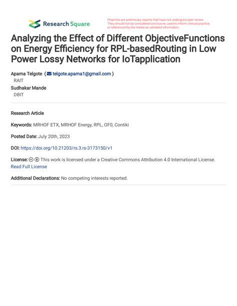 pdf analyzing the effect of different objectivefunctions on energy