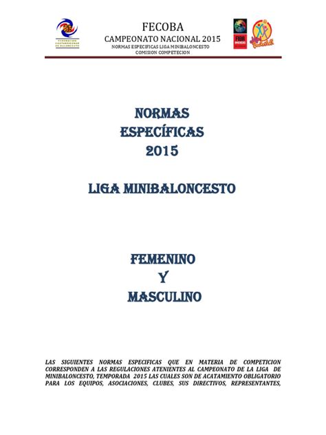 Normas Especificas Minibaloncesto Oficial 2015 Pdf