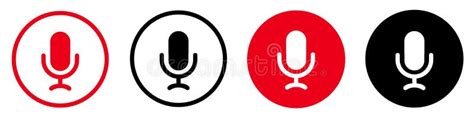 Set Microphone Speaker Button Icon Voice Microphone Buttons Signs Vector Stock Vector