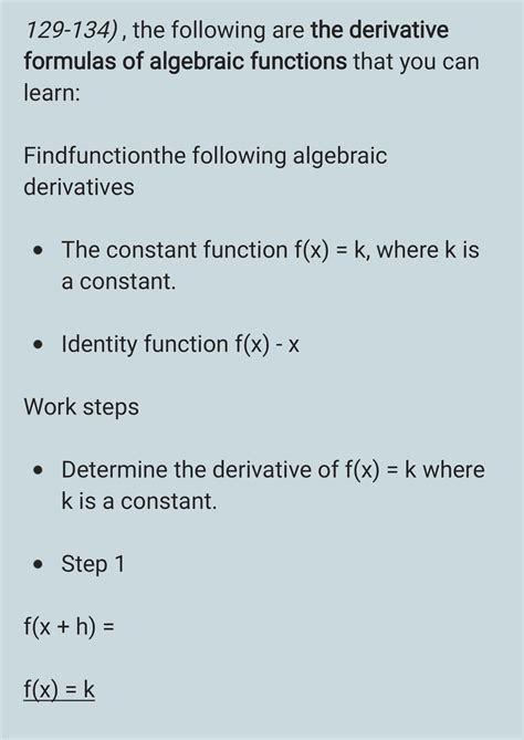 SOLUTION Function Derivative Formulas Along With Example Questions And Answer Keys Studypool