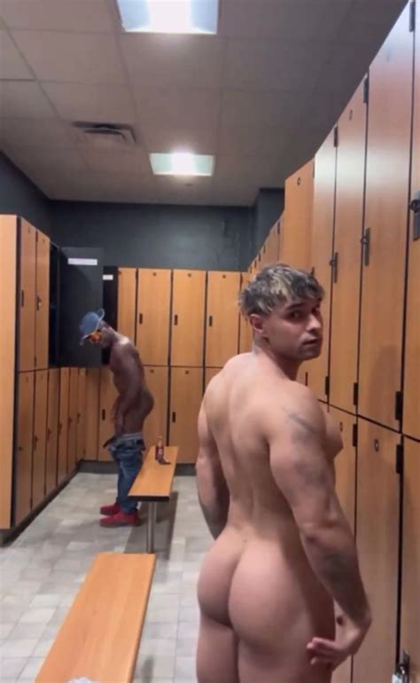 Muscular Bro Showing Off In Gym Lockers And Showers