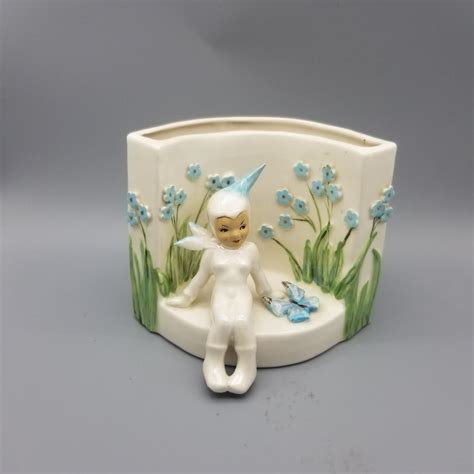 Vintage Kitsch Pixie Fairy Planter B Braby Etsy