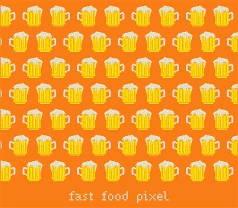 맥주 패턴 패스트 푸드 픽셀 아트 프리미엄 벡터