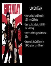 Green Day American Rock Band Legacy And Top Hits Course Hero