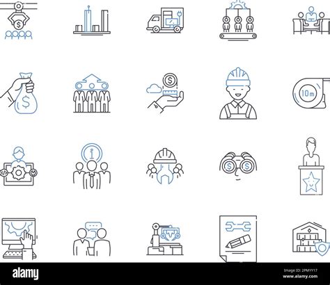 Production Workflow Outline Icons Collection Manufacture Process