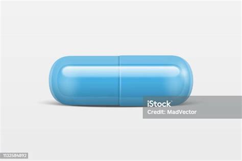 벡터 3d 현실적인 블루 의료 알 약 아이콘 근접 촬영 흰색 배경에 고립 알 약의 디자인 서식 파일 그래픽 용 캡슐 모의 광고 의료 및 의료 개념 전면 보기 3차원 형태에
