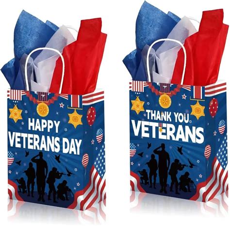 Aushenke 12pcs Veterans Day T Bags Happy Veterans Day