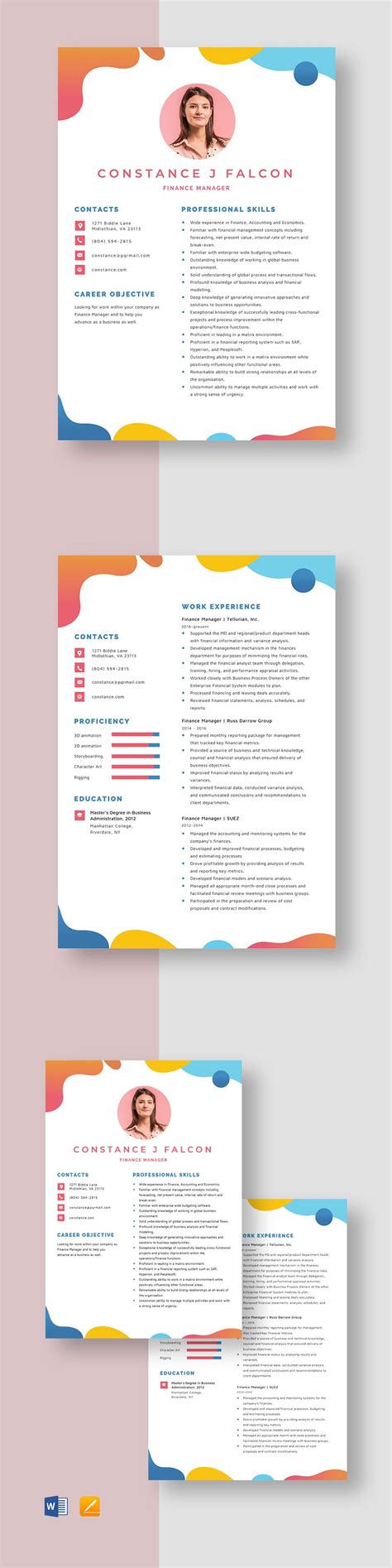 Finance Resume Template Word Apple Pages PSD PDF Publisher Template Net