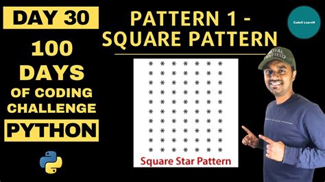 Day30100 Pattern 1 Square Pattern Python Tutorials For Beginners