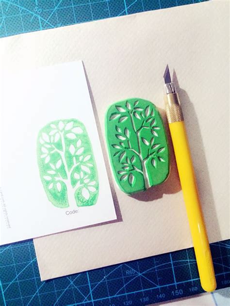 Tree Hand Made Rubber Stamp Stamp Carving Gelli Plate Art Stamp