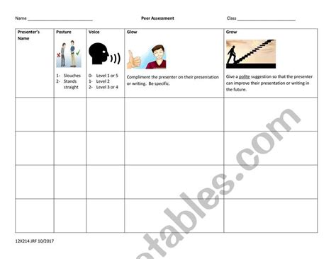 Peer Assessment Presentation Esl Worksheet By Purinkun