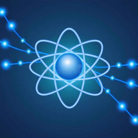 Ai Generation Glowing Atomic Structure With Electron Orbits Vector Illustration Stock Vector