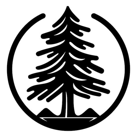 Simple Black And White Silhouette Of A Pine Tree Inside A Circle Premium Ai Generated Vector
