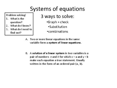 Systems Of Equations Systems Of Equations Problem Solving