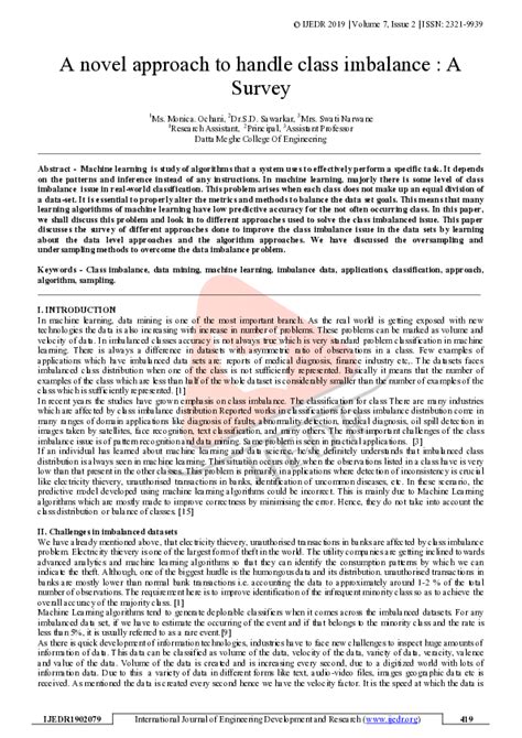 pdf a novel approach to handle class imbalance a survey