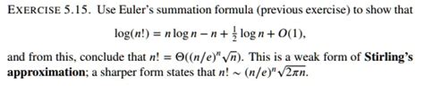 SOLVED Exercise Use Euler Summation Formula Previous Exercise To Show That Log N N