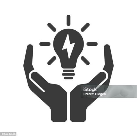 흰색 배경에 격리된 전기 글리프 아이콘을 절약합니다 벡터 그림입니다 Led 조명에 대한 스톡 벡터 아트 및 기타 이미지